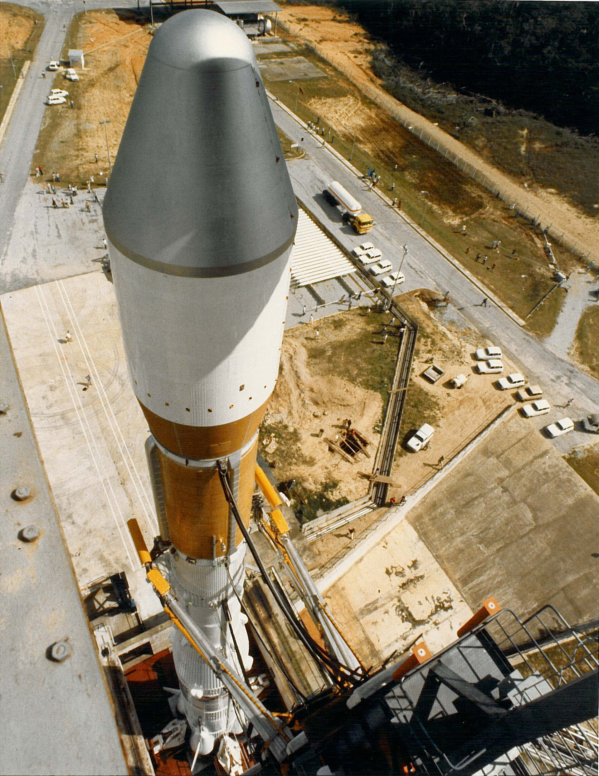 Areal view of Ariane I rocket